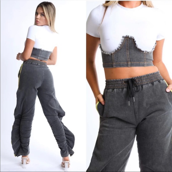 Pants & Jumpsuits | Trendy Black Denim Set | Poshmark